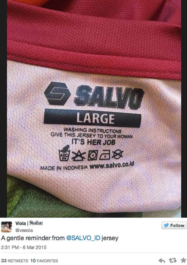 The unbelievably sexist washing label